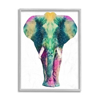 Stupell Geometric Multi-Color Elephant Triangular Linework Framed Wall ...