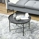 HOMCOM 24" Round Coffee Table with Hammered Tray Top, Vintage Metal ...
