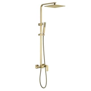 Exposed Pipe Shower Faucet with Hand Shower Brass Rain Wall Mount ...