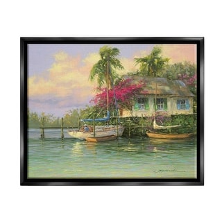 Stupell Tropical Vacation Seaside House Floater Canvas Wall Art by ...