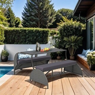 Convertible Conversation Sets for 4-Seats and Coffee Table, Grey - Bed ...