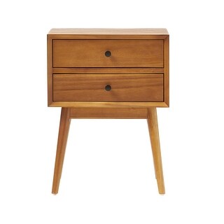 Feature Bedside Table with 2 Drawers and Solid Wood Legs, Perfect for ...