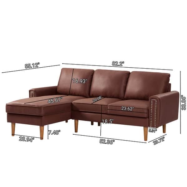 Brown Tech Cloth Sectional Recliner Sofa with Left Chaise Lounge - Bed ...