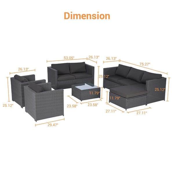 Outdoor Garden Rattan Table And Table Furniture Set 6 PIECES PE RATTAN ...