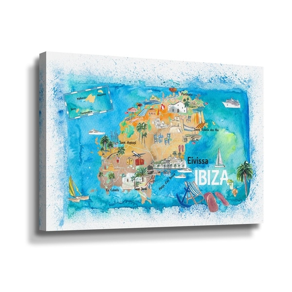 Ibiza Illustrated Map with Main Roads Landmarks and Highlights Gallery ...