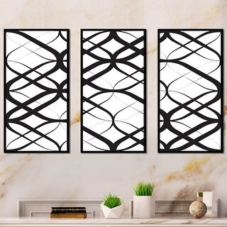 Designart "Monochrome Geometric Pattern III" Mid-Century Modern Framed ...