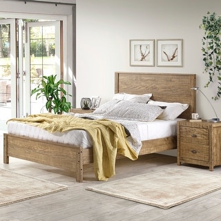 Solid Wood Bed, Modern Rustic Wooden Queen Size Bed Frame Box Spring ...