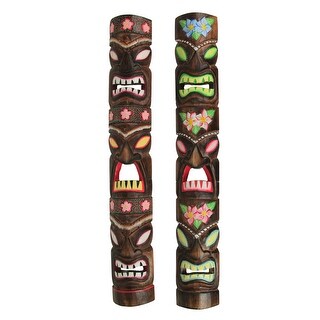 Zeckos Tiki Face Wall Masks Hand-Carved 40” Decor For Tiki Bars, - Bed ...