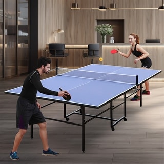 9FT Mid-Size Foldable Table Tennis, 2 Table Tennis Paddles & 3 Balls ...
