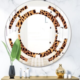 Designart 'Leopard Fur Safari III' Printed Modern Round or Oval Wall ...