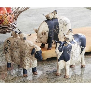 Set of 3 Pepper Black and Beige White Farm Animal Table Decor 7.25 ...