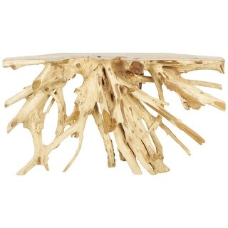 Teak Wood Handmade Live Edge Tree Trunk Console Table - Brown - Roche ...