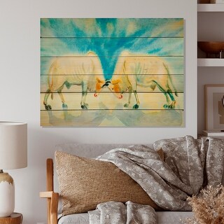 Designart 'Pastel Cows In Farm Landscape' Traditional Wood Wall Art ...