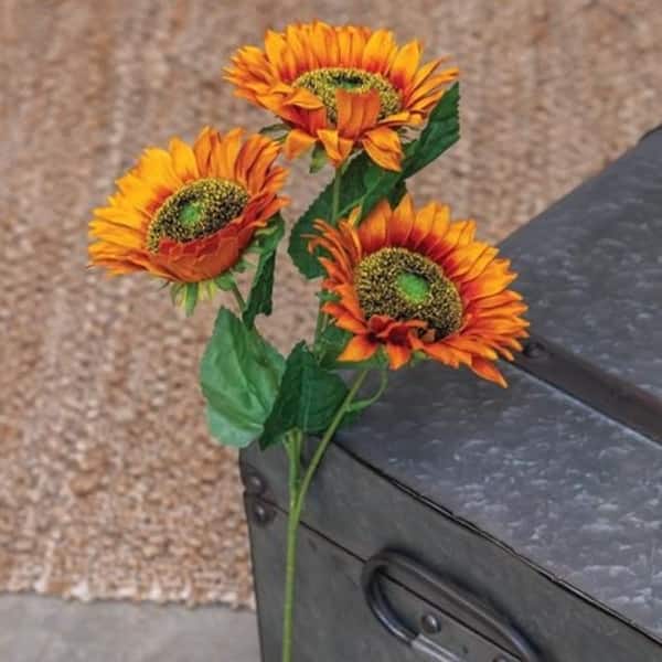 Burnt Orange Sunflower Spray - 24"H x 5.50"W x 5.50"L - Bed Bath ...