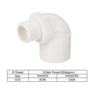 PVC Water Pipe Elbow Fitting G1/2 Male Thread Tube Connector Adapter ...