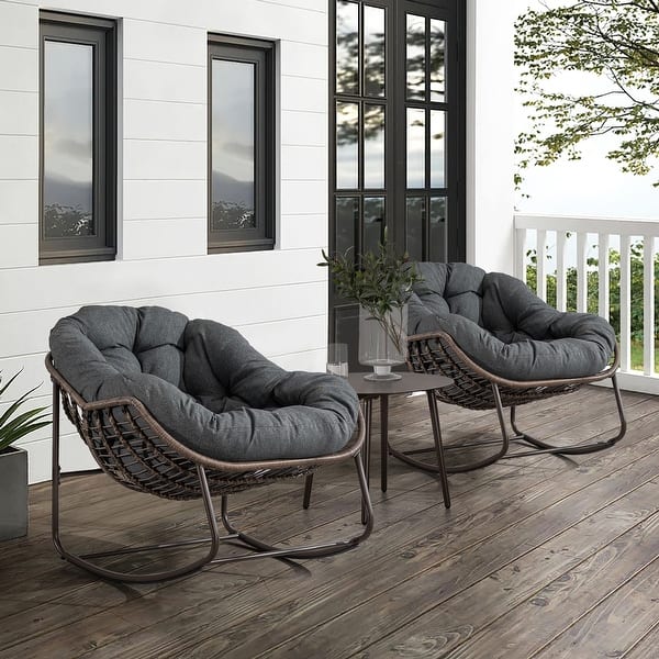 Patio Wicker Indoor & Outdoor Rocking Chair with Cushion - Bed Bath ...