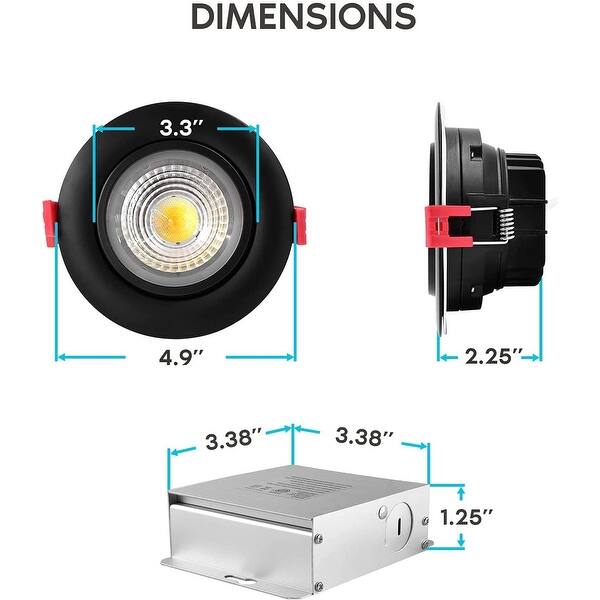 Luxrite 4 Pack 4" Adjustable Gimbal LED Recessed Light 3 Color Options ...