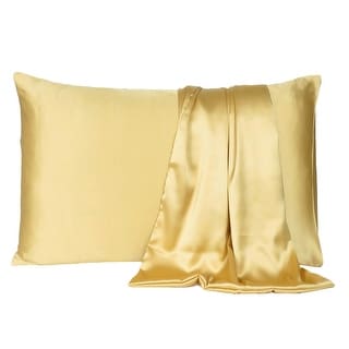HomeRoots Gold Dreamy Set Of 2 Silky Satin Standard Pillowcases - Bed ...