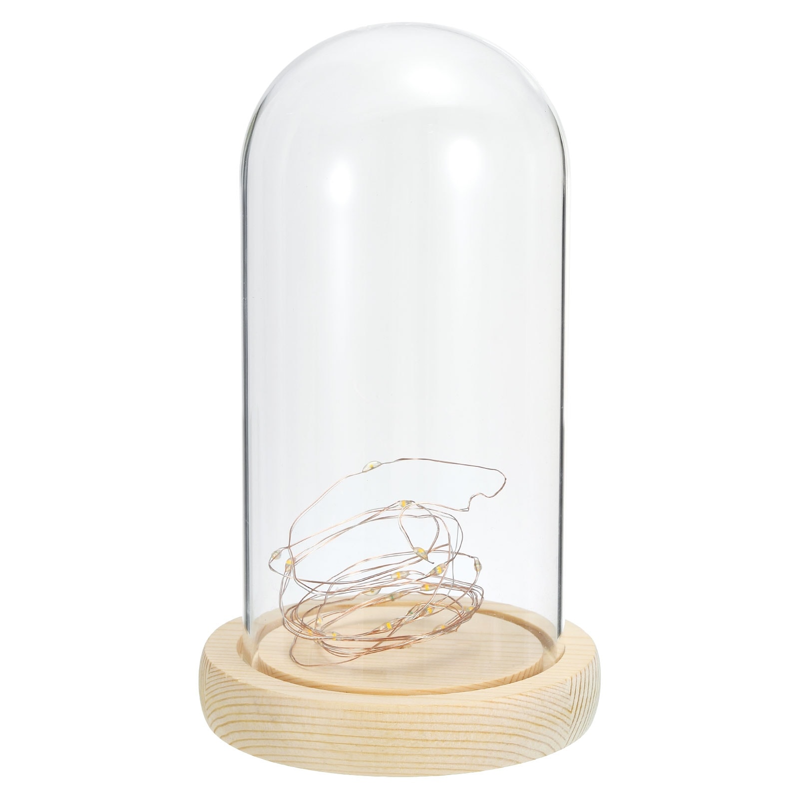 Glass Dome Cloche Clear Glass Bell Jar Display Case with Wooden Base ...