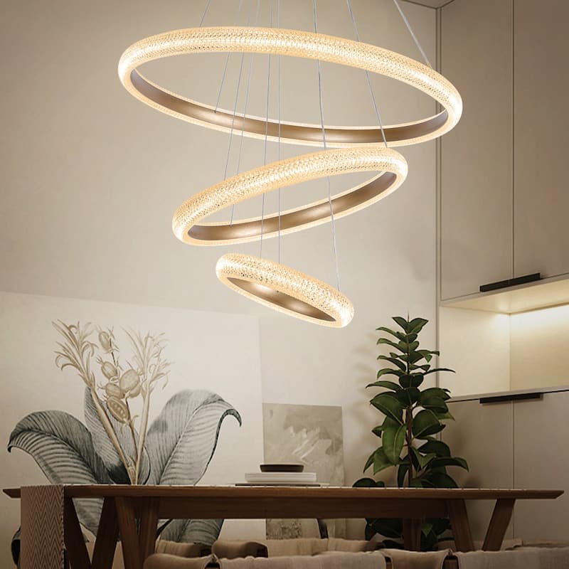 Moden Gold 3-Ring Exquisite LED Pendant Light Fixture - Bed Bath ...