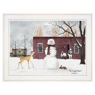 Snowman on the Farm White Framed Print Wall Art - Bed Bath & Beyond ...