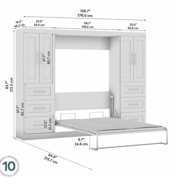 Pur Full Murphy Bed with Closet Storage Cabinets (109W) by Bestar - Bed ...