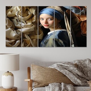 Designart "Masterpiece Girl" People Multipanel Wall Art Print set - Bed ...