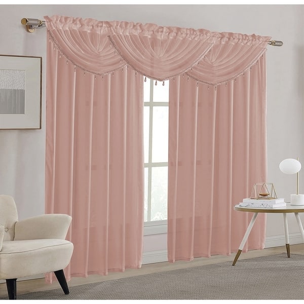 Sheila Sheer Rod Pocket Window Valance and Panel Treatments, Blush, All ...