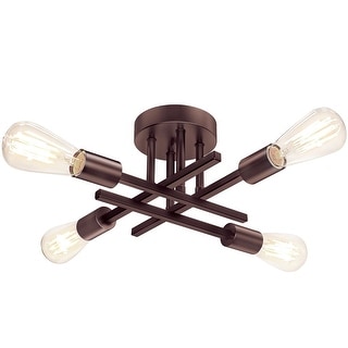 4-Light Semi Flush Mount Ceiling Light Fixture, Oil Rubbed Bronze ...