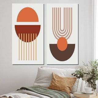 Designart 'Creative Vintage Designs In Retro Colors X' Abstract Set of ...