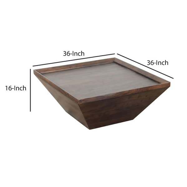 36 Inch Square Shape Acacia Wood Coffee Table with Trapezoid Base ...