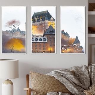 Designart "Fall Season Chateau Frontenac I" City Quebec Framed Canvas ...
