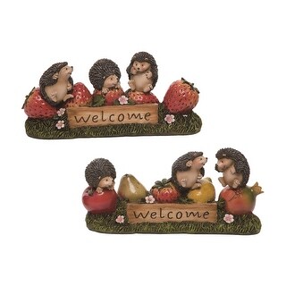 Transpac Resin Hedgehog w/Fruit Welcome Sign Set of 2 Spring Home ...