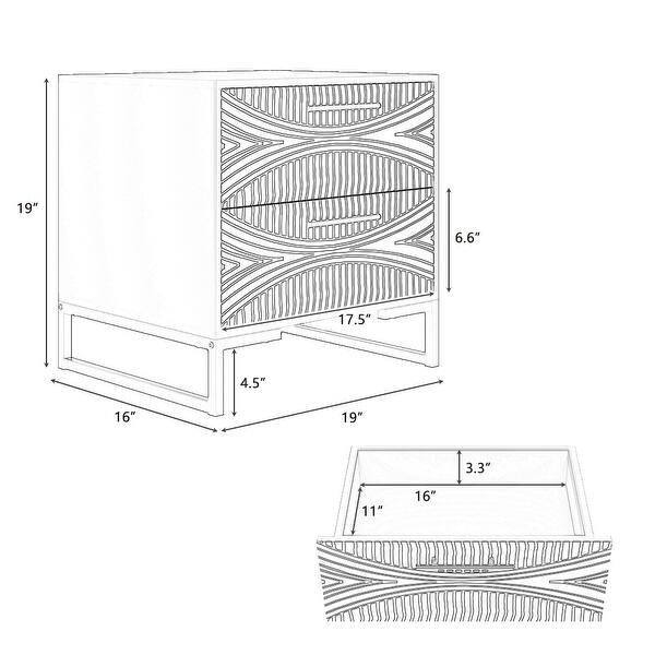 Two Color Two Drawers Nightstand with Painted Patterns - Bed Bath ...