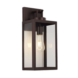 Grandvar 15.5"H Square Outdoor Wall Light with Clear Glass - Oil Rubbed ...