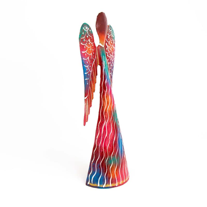 Green Handmade Metalwork Standing Angel (Haiti) - Overstock - 9253546