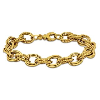 Miadora 9mm Hammered Oval Link Bracelet 14K Yellow Gold - Bed Bath ...