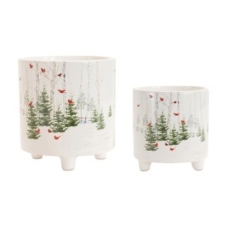Winter Cardinal Forest Planter (Set of 2) - Bed Bath & Beyond - 40833467