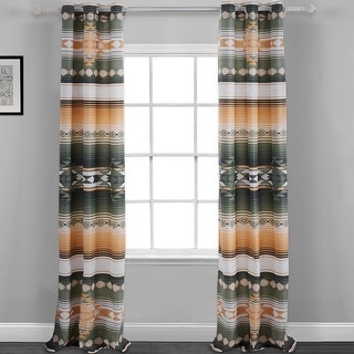 Jashua 84 Inch Window Two Panel Curtains, Southwest Yellow Stripes ...
