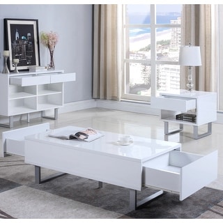 Modern Design Glossy White Living Room Table Collection - Bed Bath ...