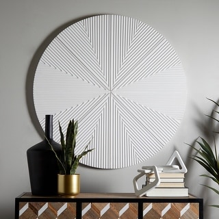 CosmoLiving by Cosmopolitan White Wooden Carved Radial Geometric Wall ...