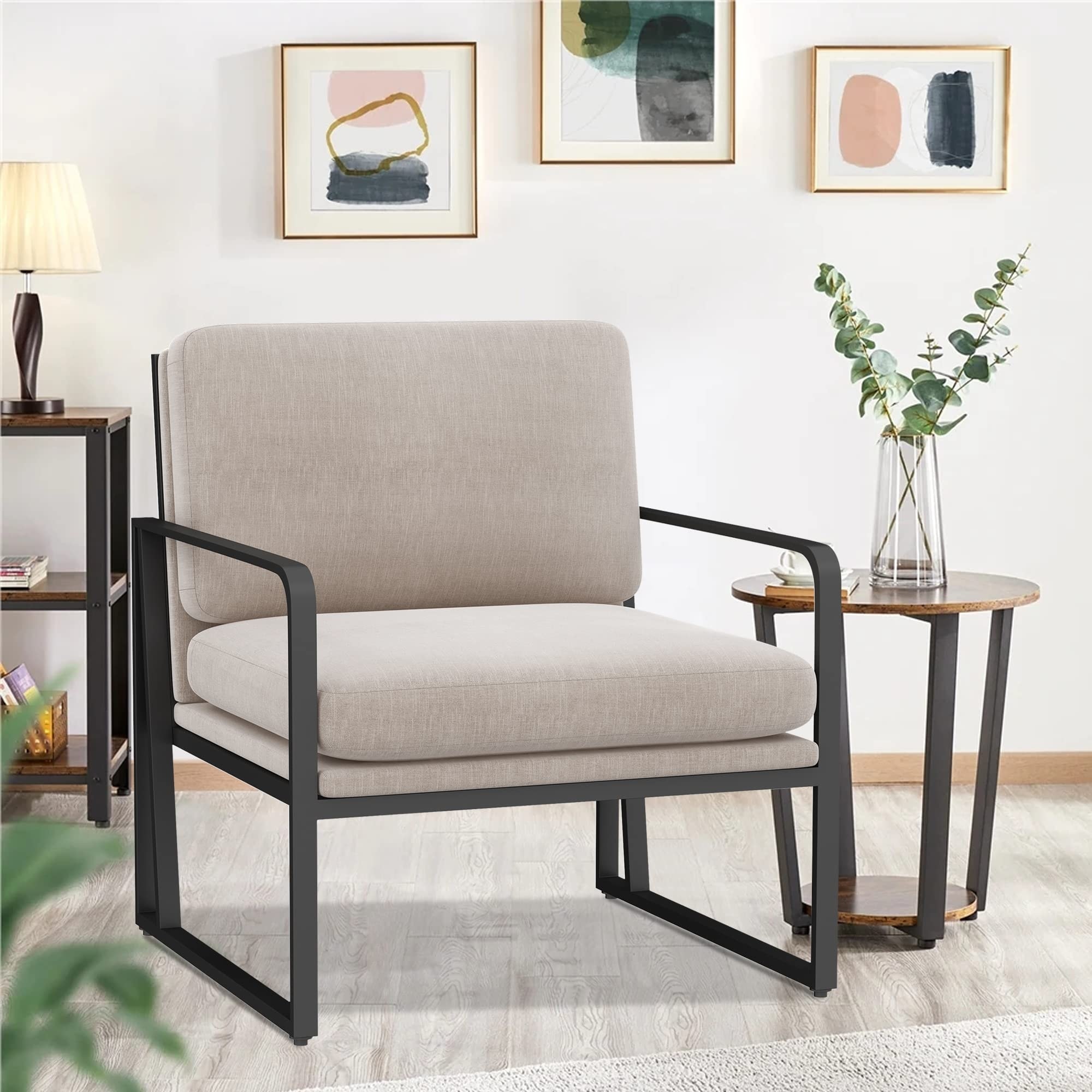 Accent Chairs, Living Room Chairs Linen Arm Chair Accent Chairs for ...