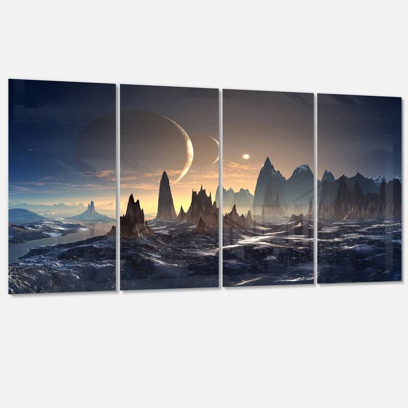 Designart 'Alien Planet with Mountains' Contemporary Metal Wall Art ...