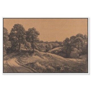 Wooded Slope Receding Road Canvas Vintage Landscape Art by Art Remedy ...