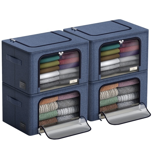 Sorbus Storage Bins with Metal Frame Stackable Foldable Clothes ...