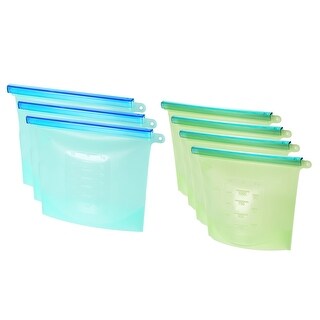 Reusable Food Fresh Bag Silicon Bag Storage Bag Fridge Zip Pouch-Blue ...