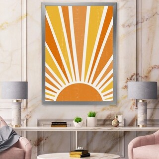 Designart "Minimalist Bright Shining Orange Sun Rays II" Modern Framed ...