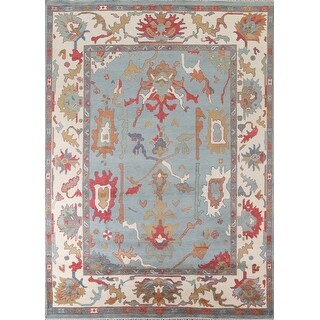 Light Blue Oushak Oriental Area Rug Handmade Wool Carpet - 9'4" x 11'11 ...