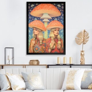 Designart "Orange Surrealism MUSHROOM WOMAN I" Fashion Woman Framed ...