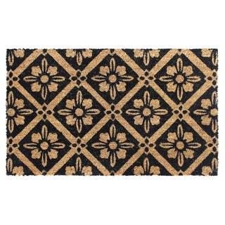 RugSmith Black Machine Tufted Mandala Doormat, 18"x30" - Bed Bath ...